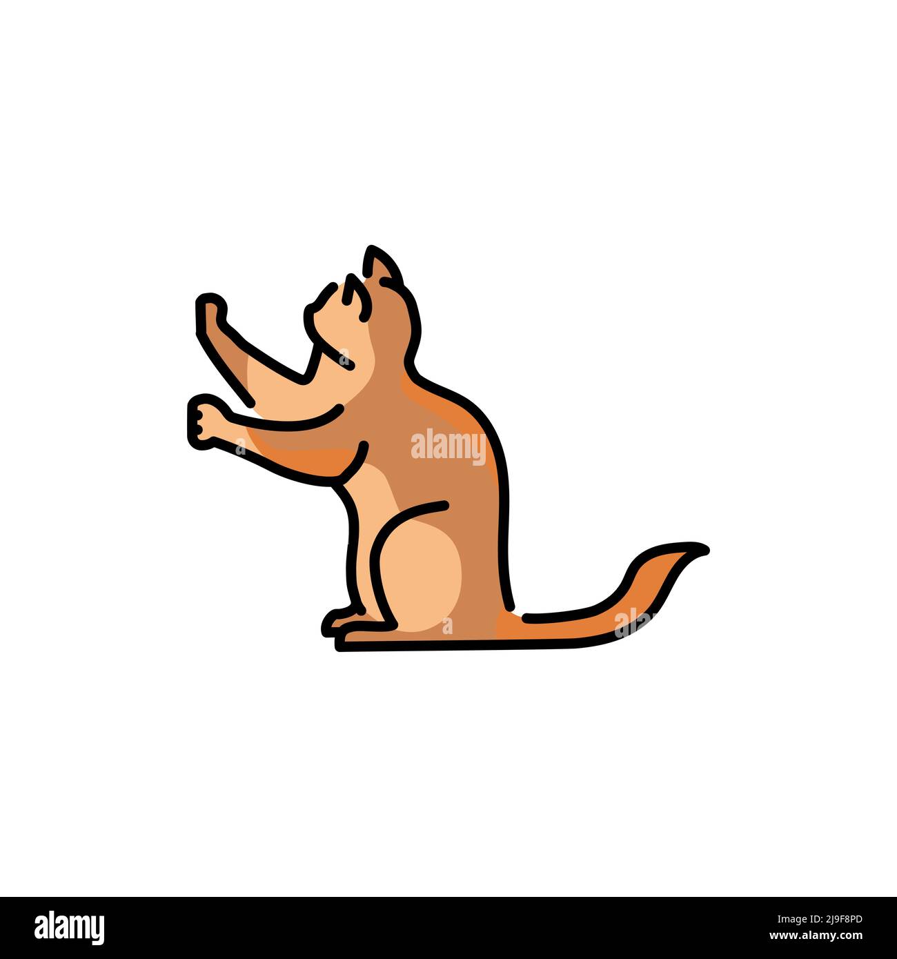 Sitting cat sharpens its claws color line icon. Pictogram for web page ...