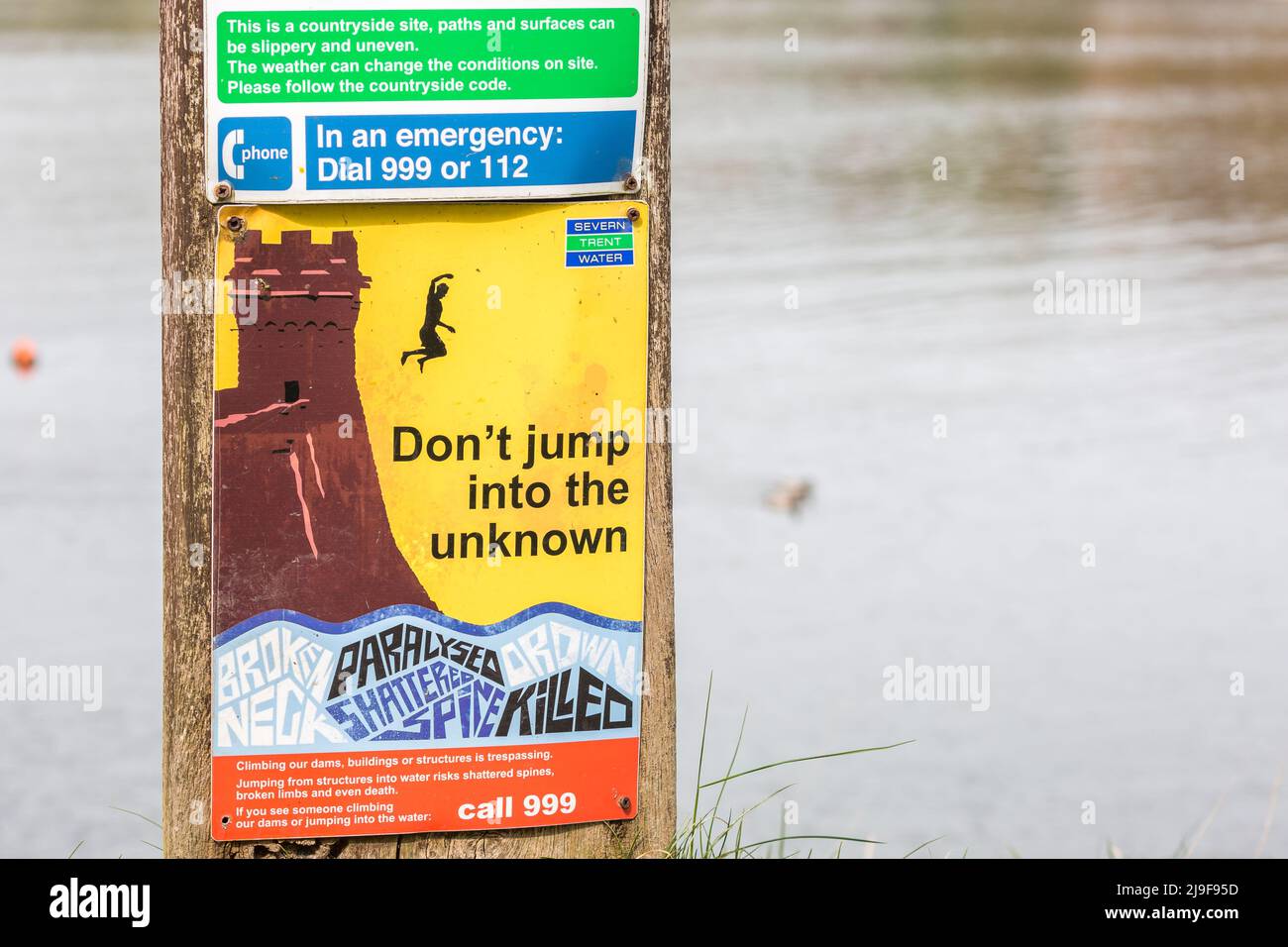 Severn Trent Water health and safety sign/notice by UK reservoir water ...