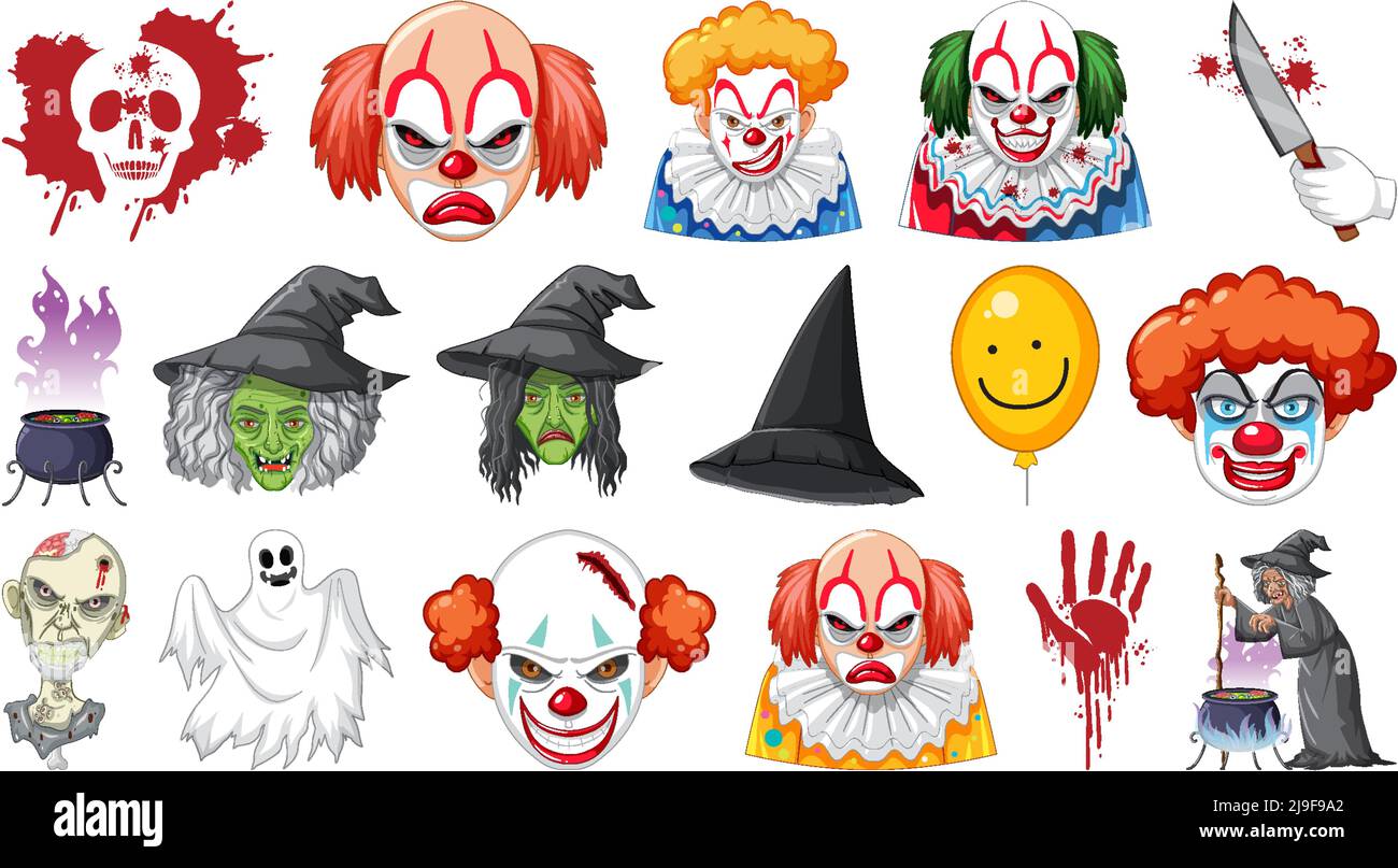 Halloween set with scary monsters illustration Stock Vector Image & Art ...