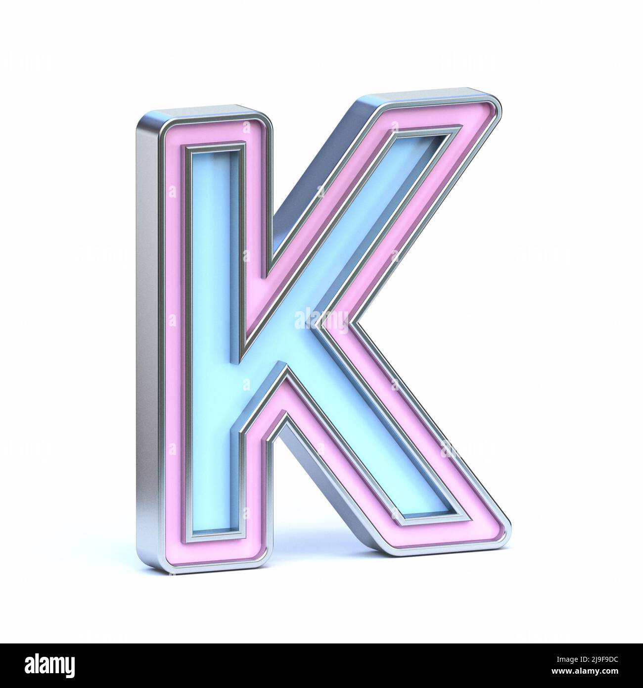 Blue and pink metal font Letter K 3D render illustration isolated on ...