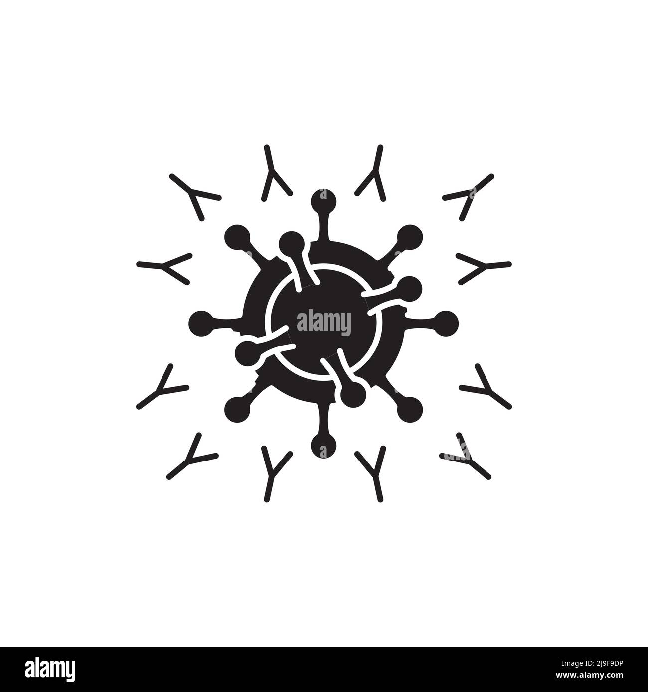 Antibodies attacking virus color line icon. Human diseases. Pictogram ...