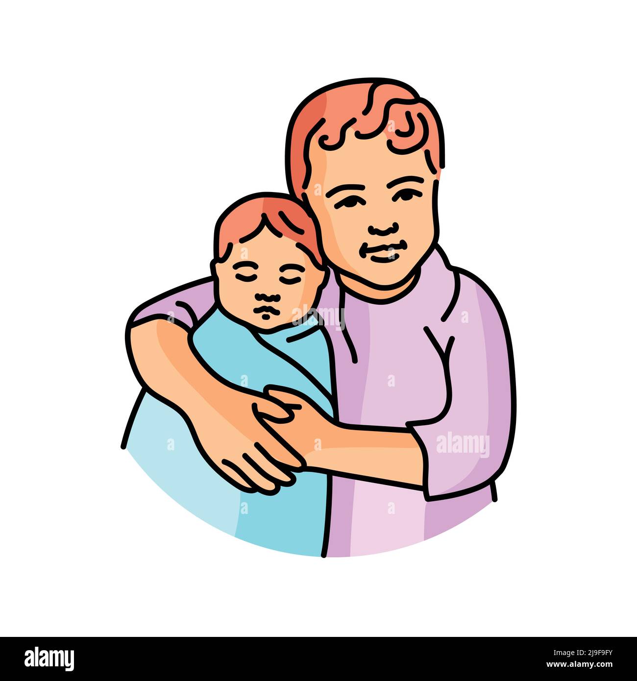 Sister and brother color line illustration Stock Vector Image & Art - Alamy