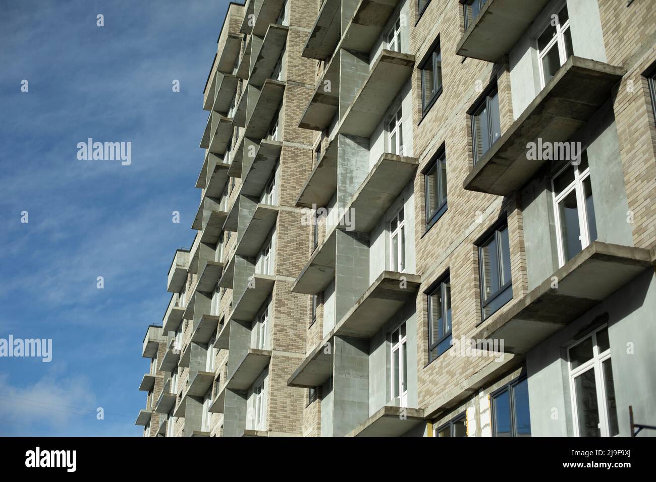 Construction of house. Unfinished building. Concrete structure ...
