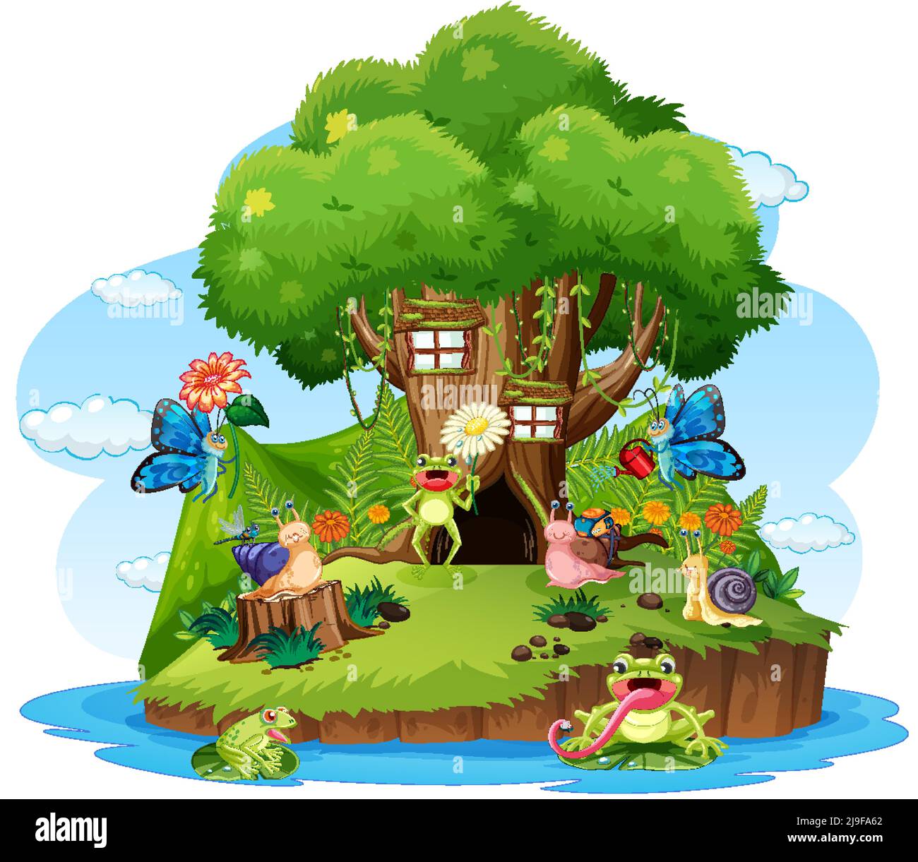 Cartoon insect and beetle in the forest illustration Stock Vector Image ...