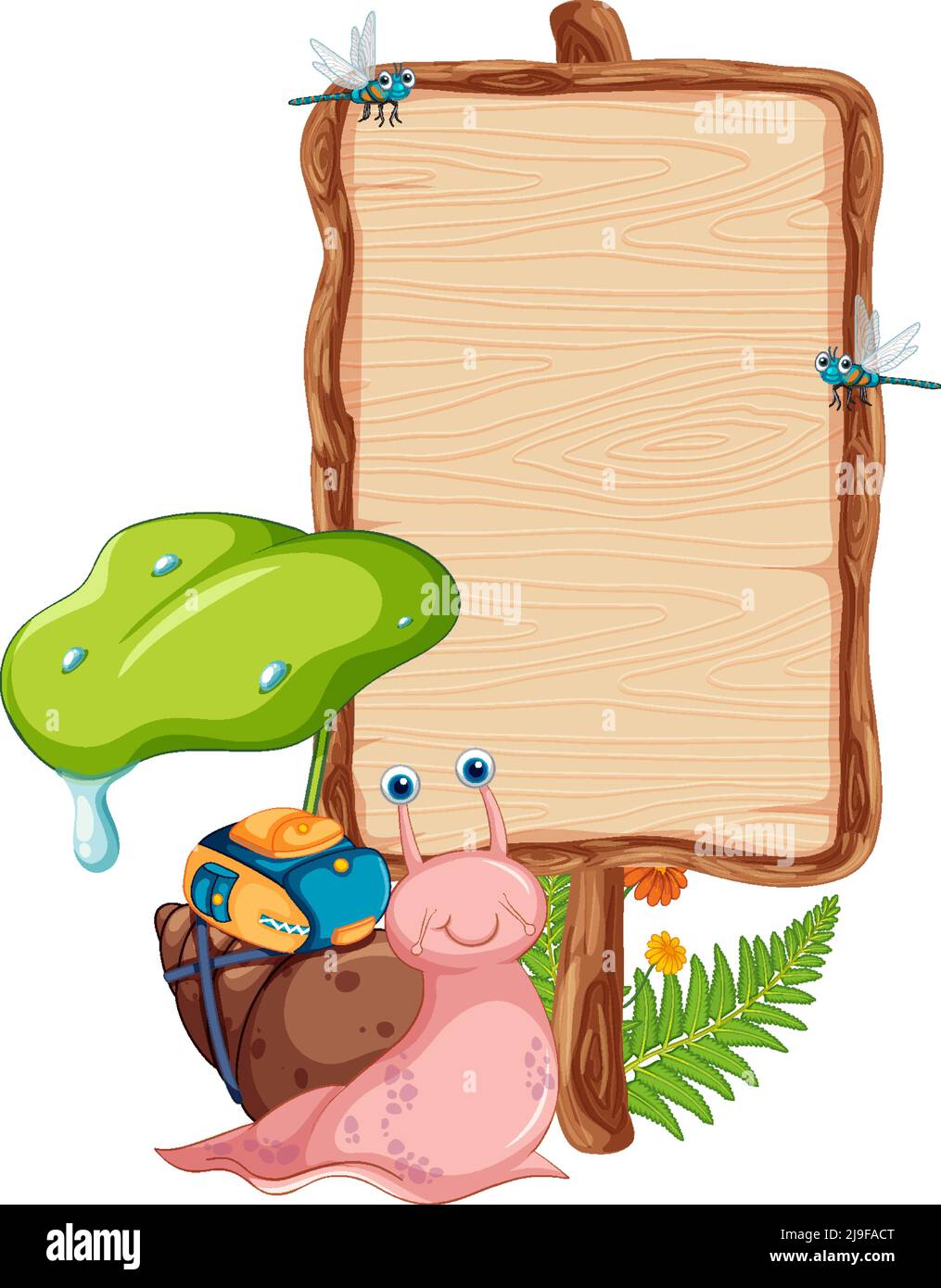 Blank wooden signboard with snail cartoon illustration Stock Vector ...