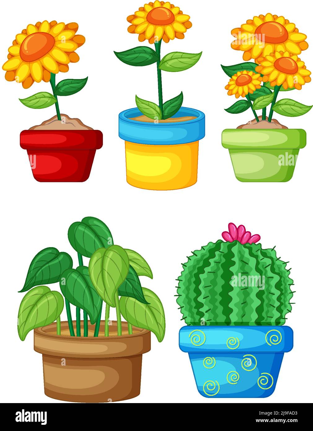 Set of different plants in pots illustration Stock Vector Image & Art ...