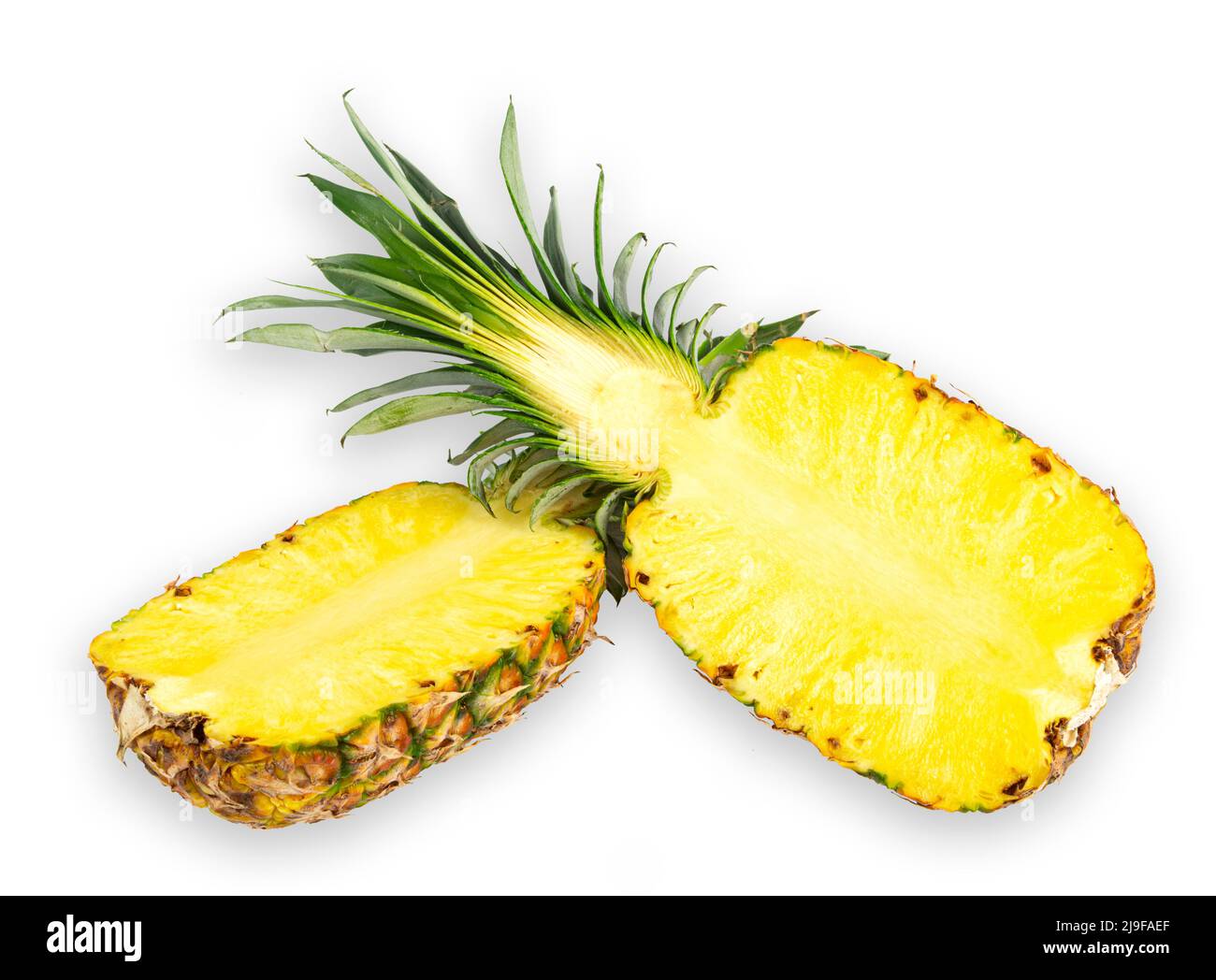 Yellow Ripe ripe pineapple on white background Stock Photo - Alamy