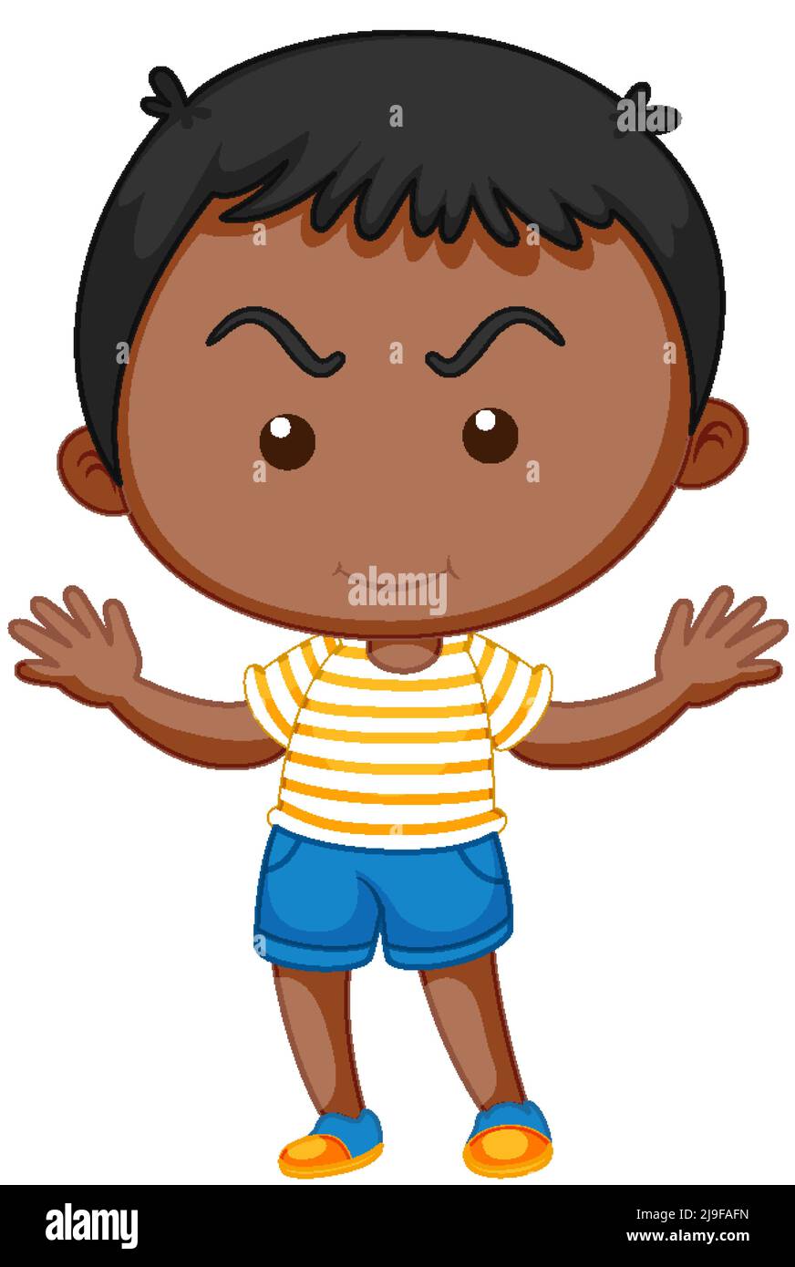Cute boy cartoon character on white background illustration Stock ...