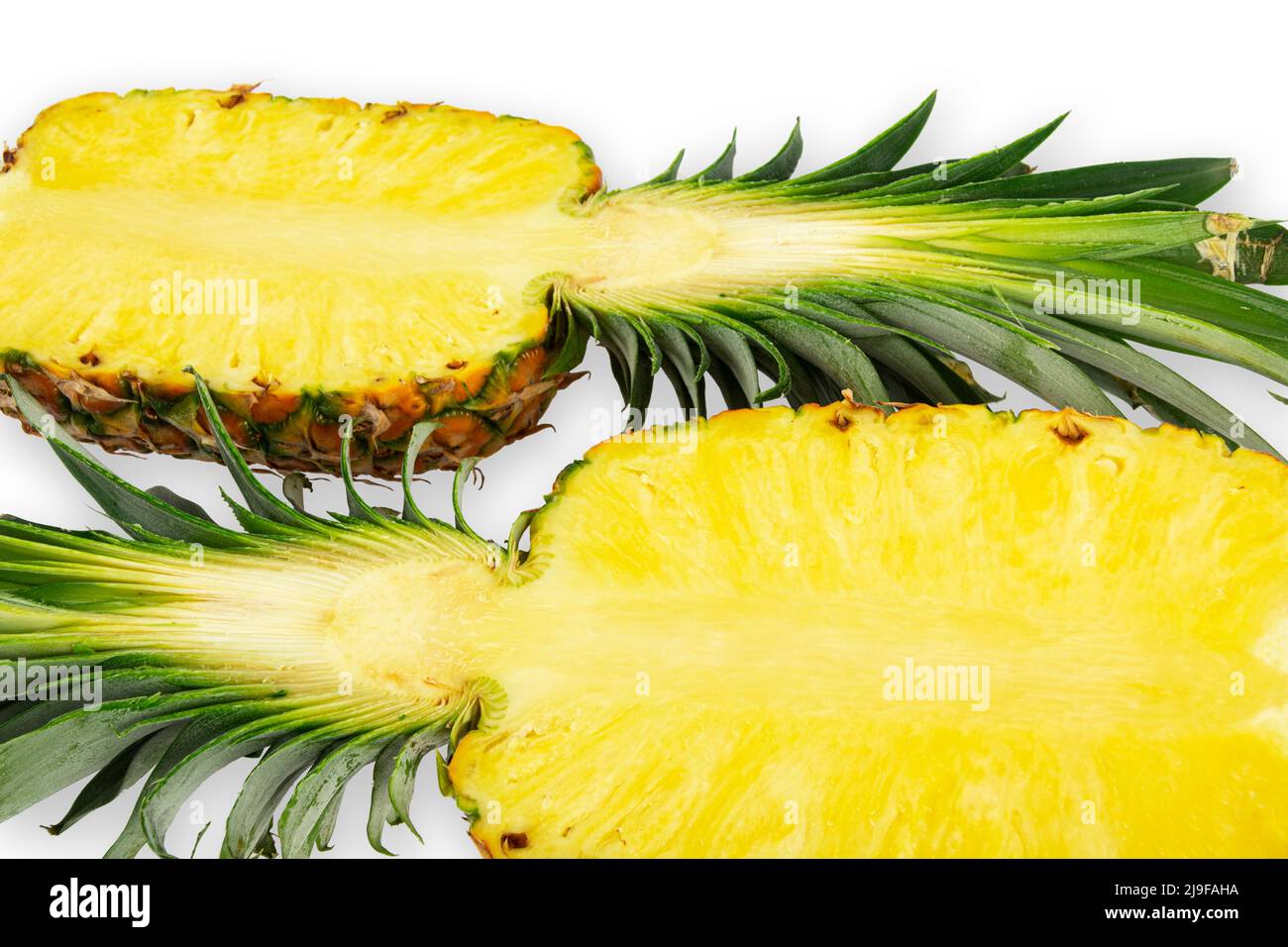 Yellow Ripe ripe pineapple on white background Stock Photo - Alamy