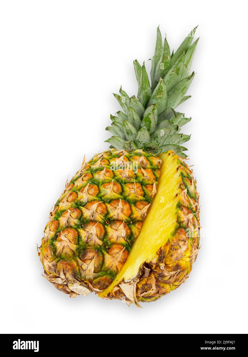 Yellow Ripe ripe pineapple on white background Stock Photo - Alamy