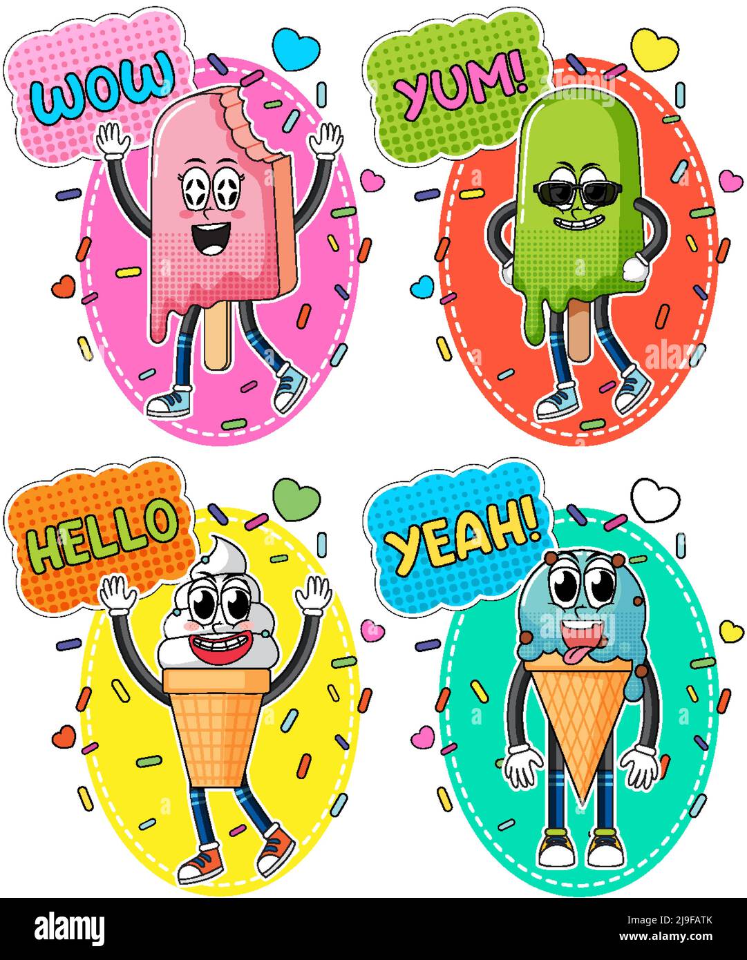 Set of ice cream comic with word expression illustration Stock Vector ...