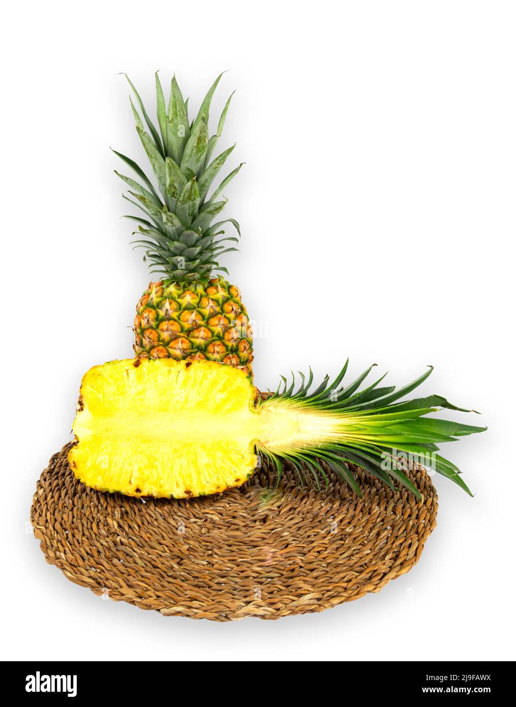 Yellow Ripe ripe pineapple on white background Stock Photo - Alamy