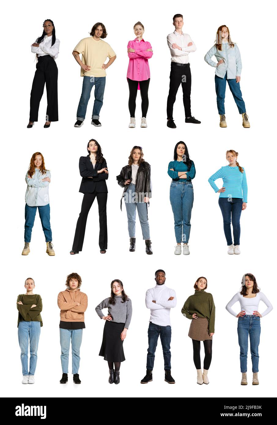 Collgae with portraits of young happy, multi ethnic people, men and ...