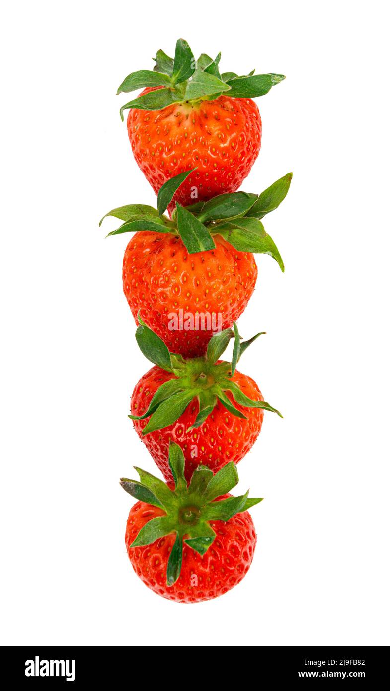 Red fresh ripe delicious strawberry with green leaf Stock Photo - Alamy
