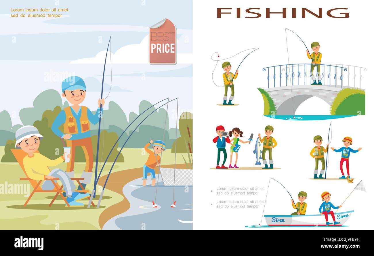 Woman using net to catch fish Stock Vector Images - Alamy