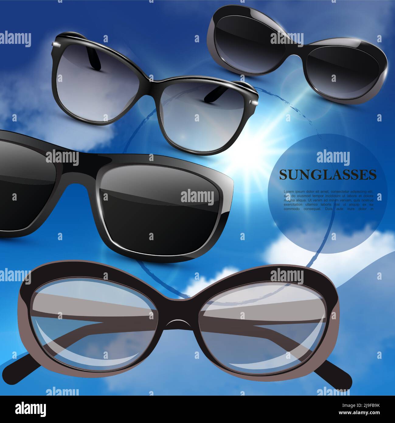 Realistic modern stylish sunglasses poster with fashionable eyeglasses ...