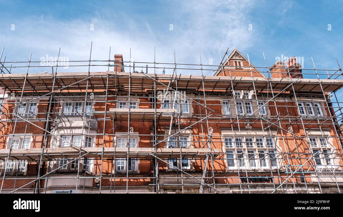 Epsom Surrey, London UK, May 22 2022, Scaffolding Around Traditional ...