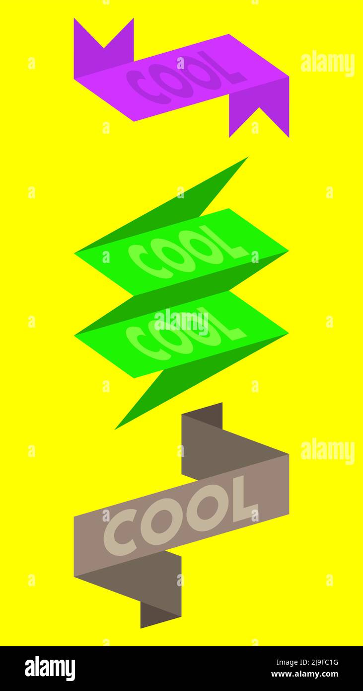 Set of ribbon with Cool text. Banner template. Label sticker. Sign ...