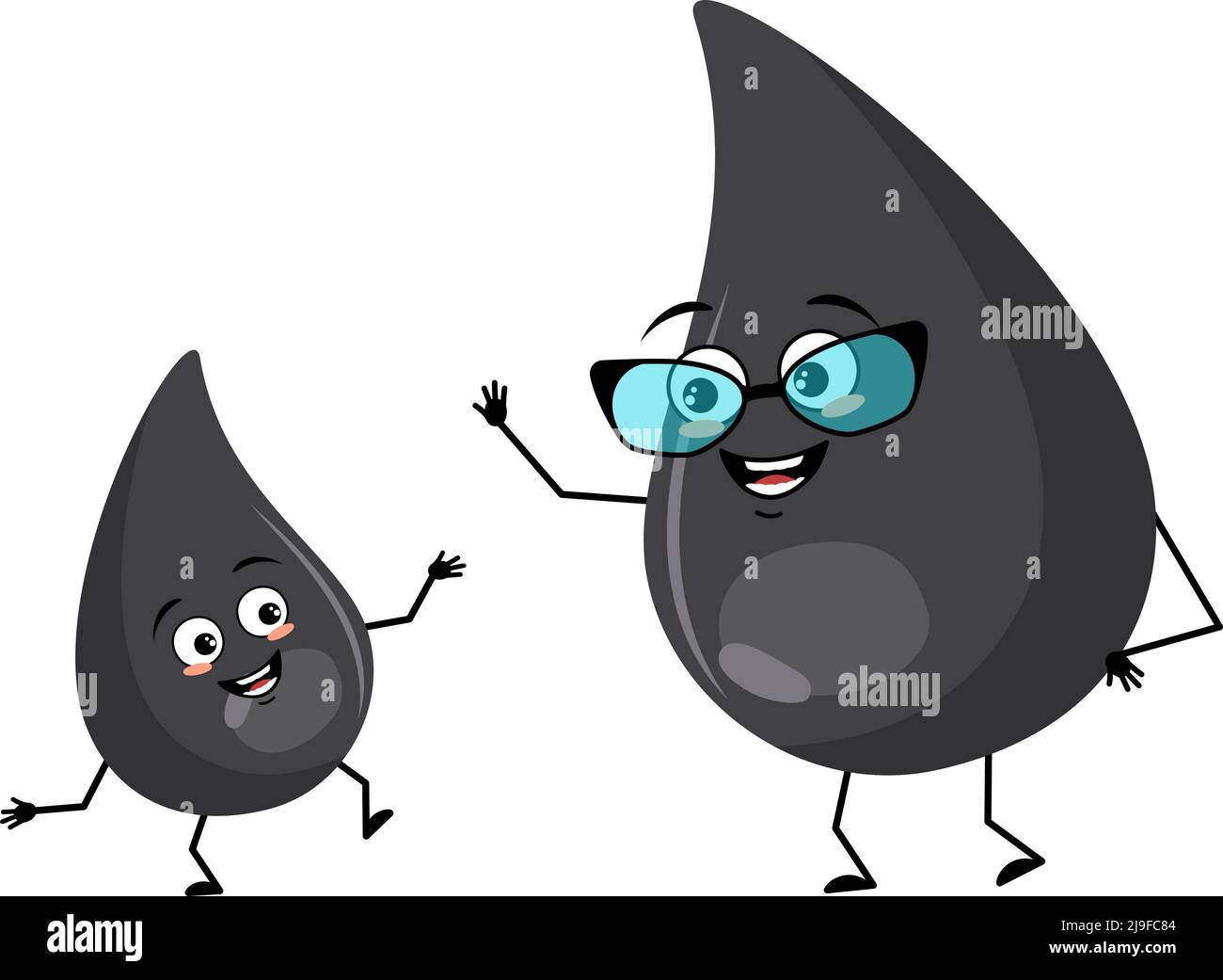 Fuel or gasoline drop character with glasses and grandson dancing ...