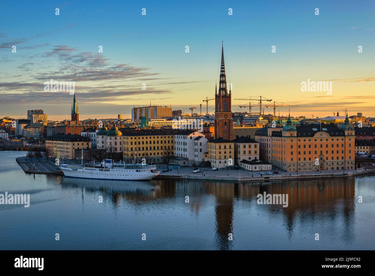 Stockholm Sweden, sunrise city skyline at Gamla Stan and Slussen Stock ...
