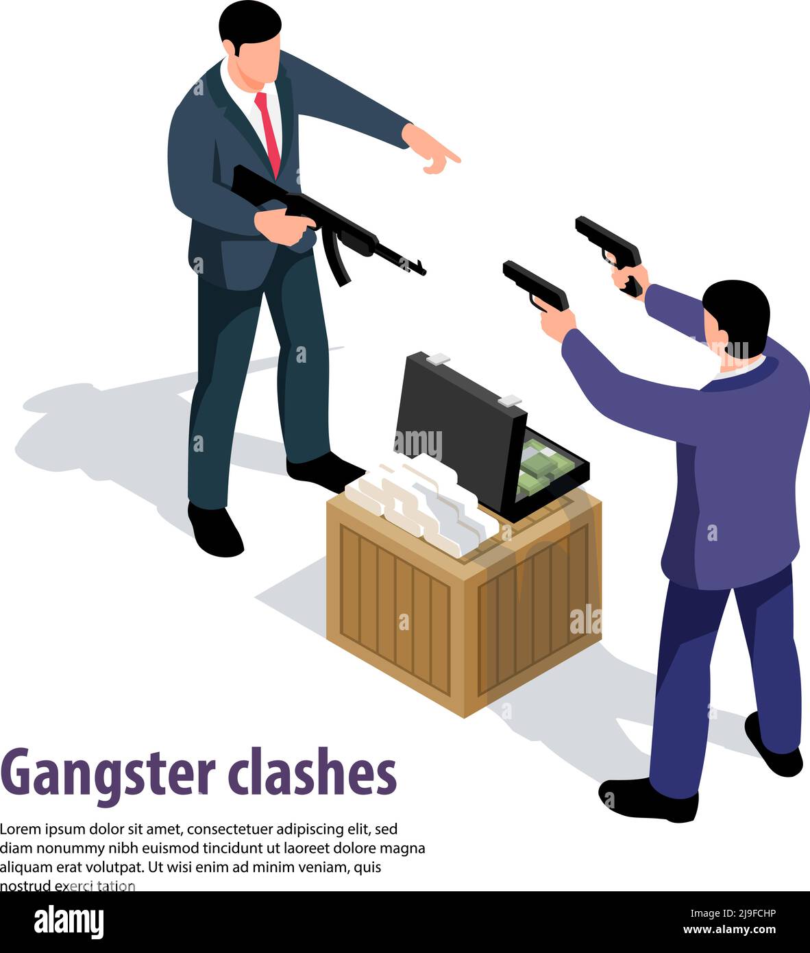 Isometric criminal composition with images of drugs money characters of ...