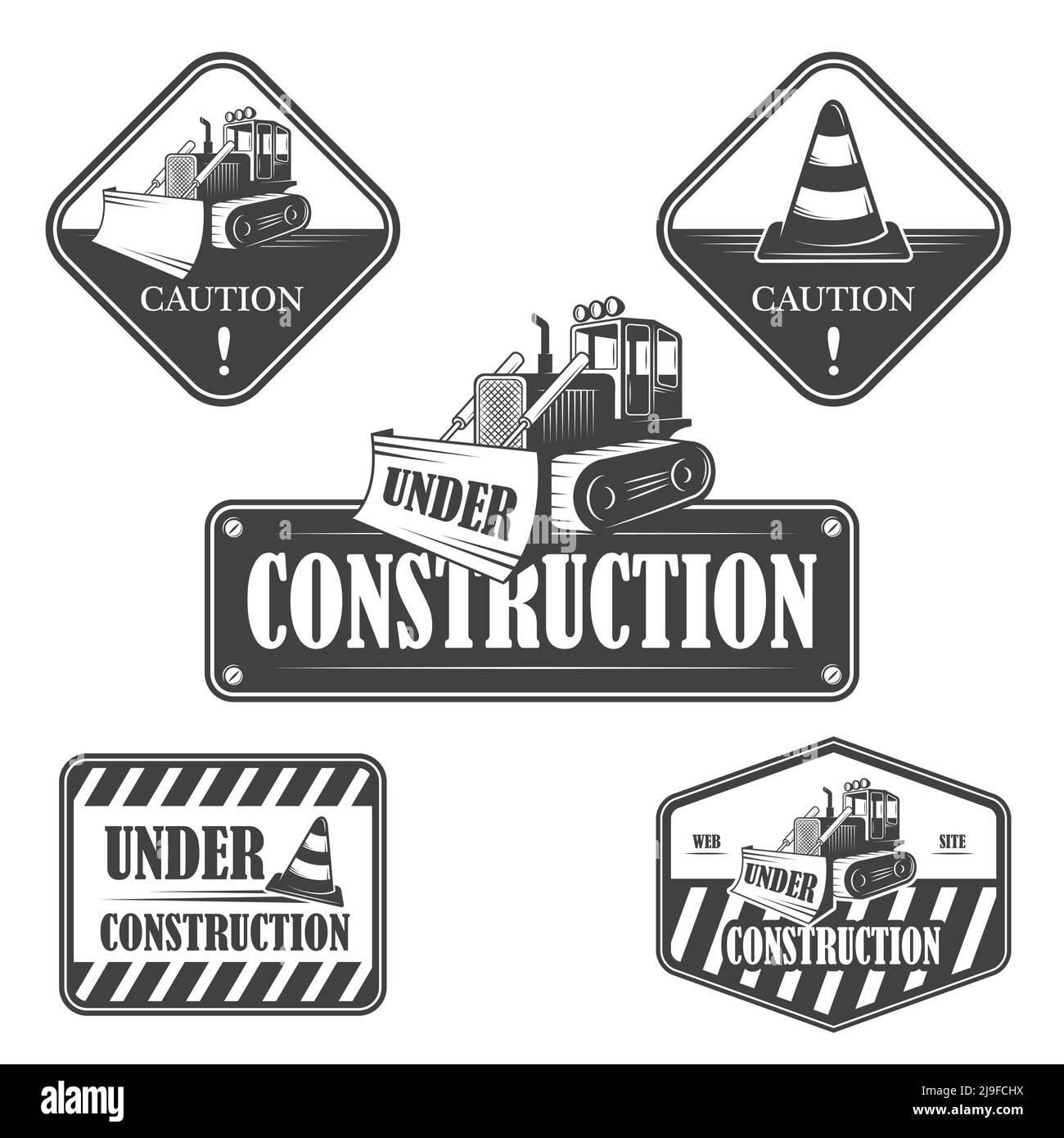 Set of under construction emblems, labels and designed elements Stock ...