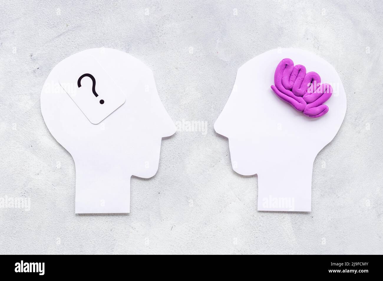 Teamwork concept, brain storm. Communication between two paper human ...