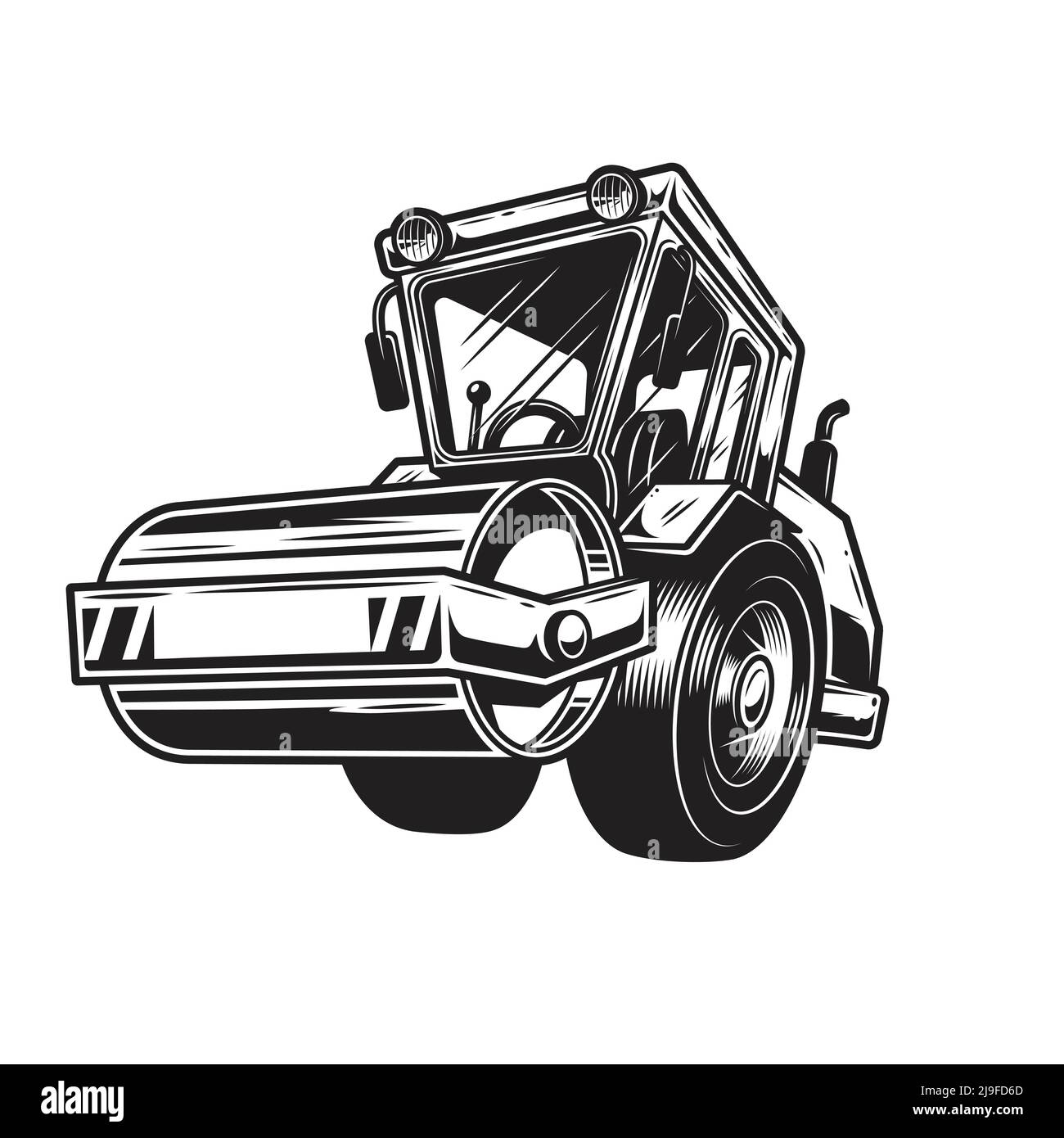 Vector illustration of color steamroller on white background ...