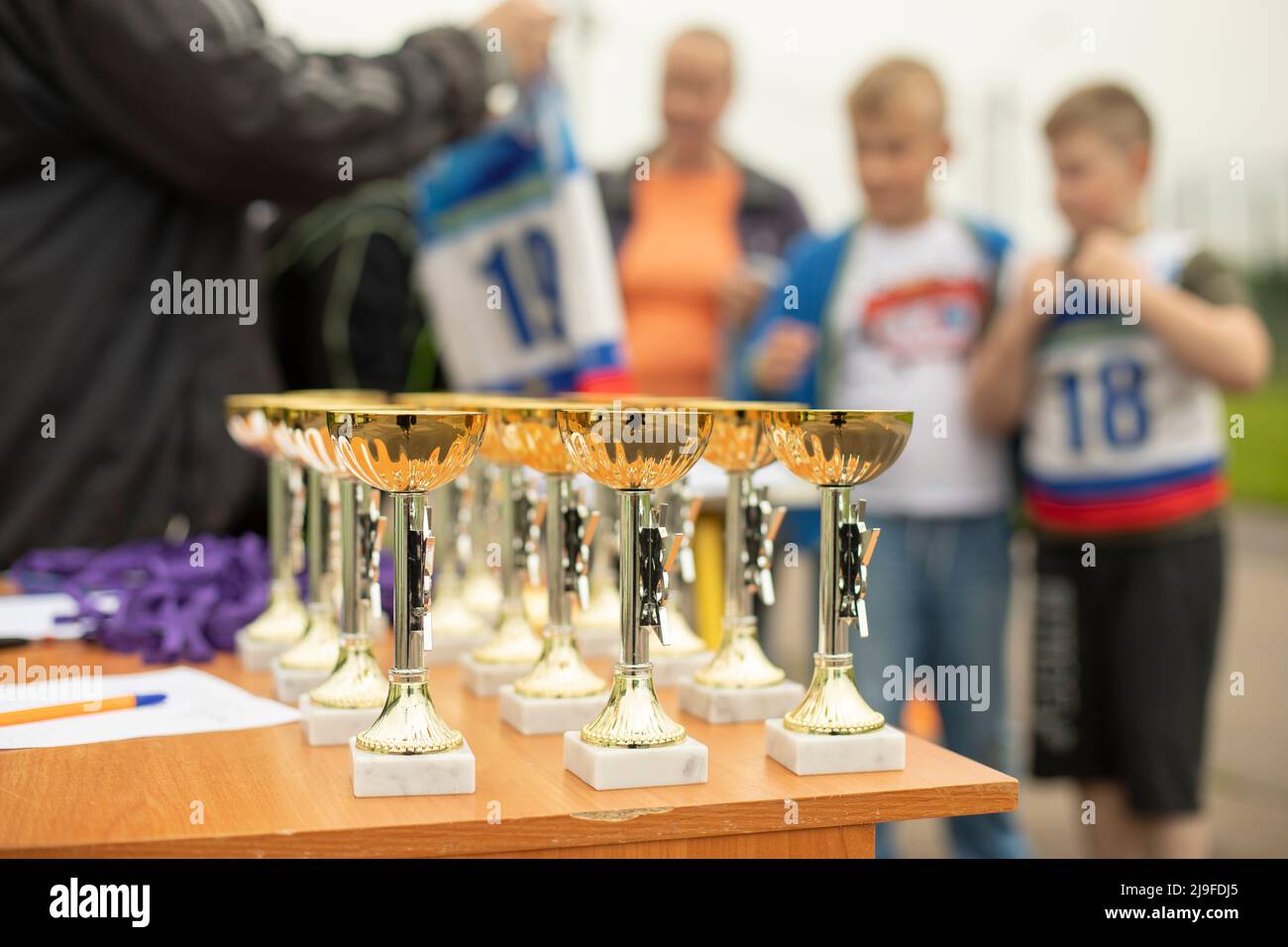 Gold Cups. Winning in sports. Award for winners. Sports competition ...