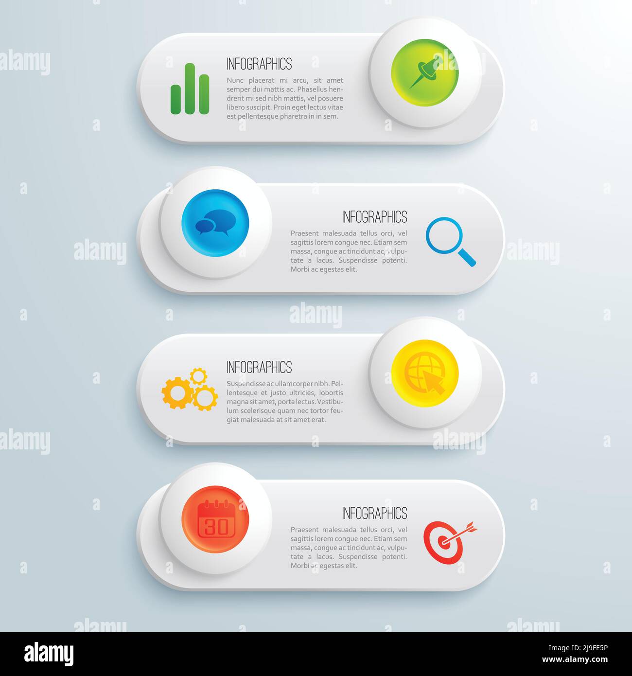 Business infographic horizontal banners set with text colorful circles ...