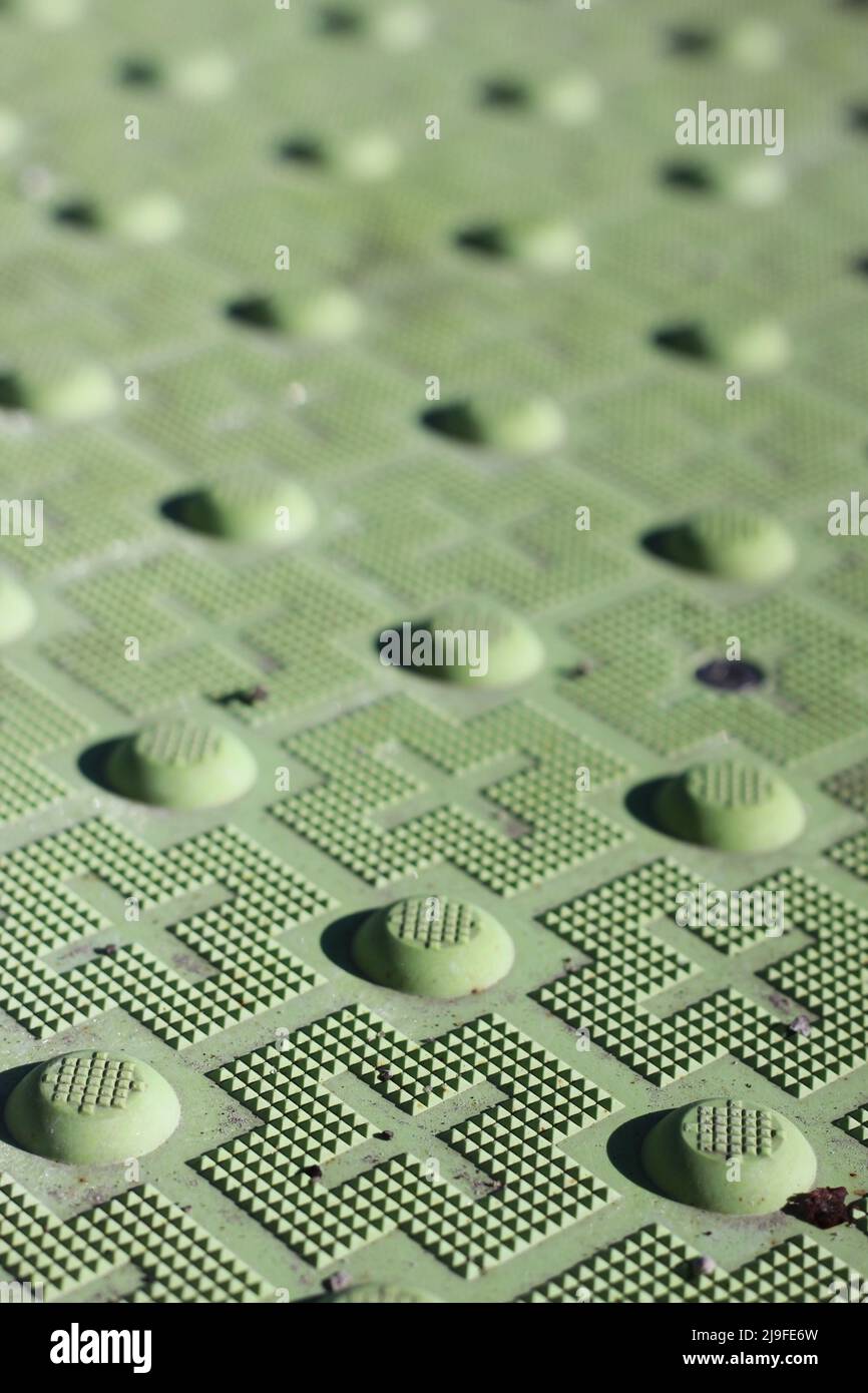 Textured flooring on the ground surface warning the pedestrians of ...