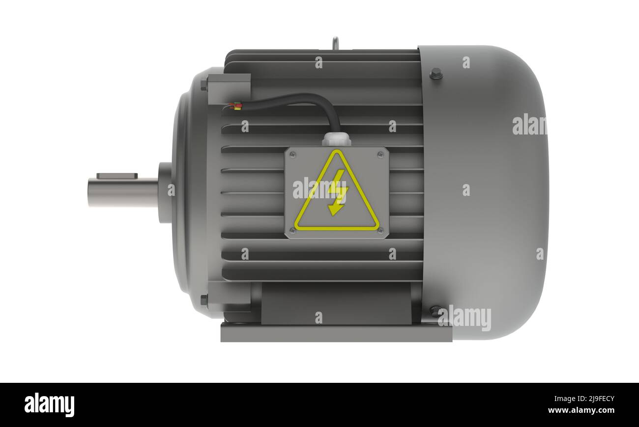 Electric motor, front view, 3D illustration, white background Stock ...