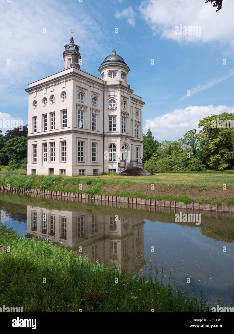Beveren, Belgium, May 22, 2022, Side view of the Hof ter Saksen Castle ...