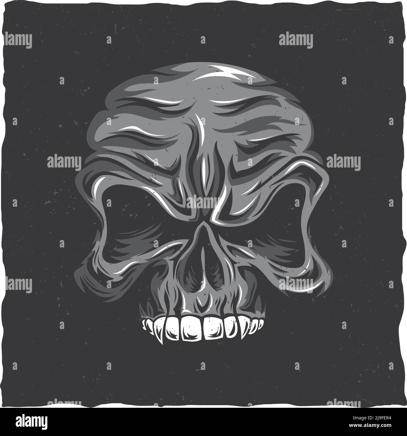 Angry skull poster with white and grey colors vector illustration Stock ...