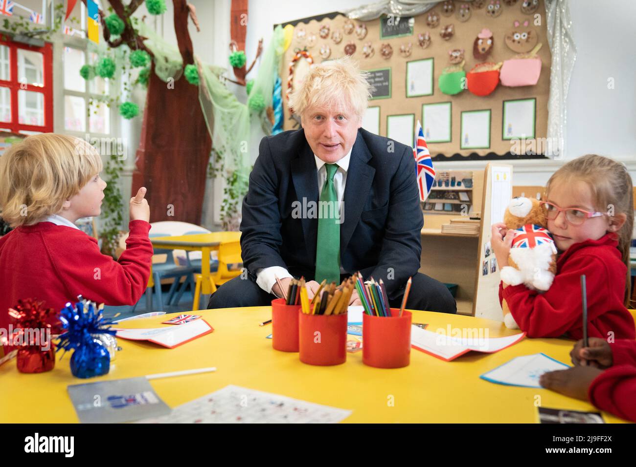 Prime Minister Boris Johnson during a visit to St Mary Cray Primary ...