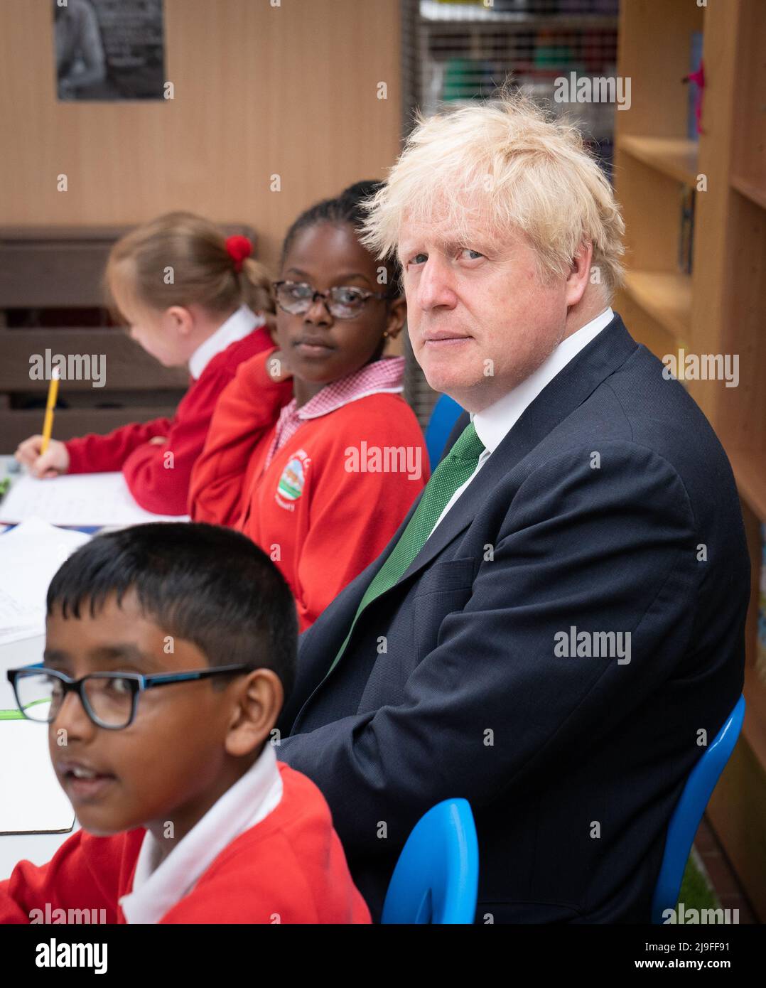 Prime Minister Boris Johnson during a visit to St Mary Cray Primary ...