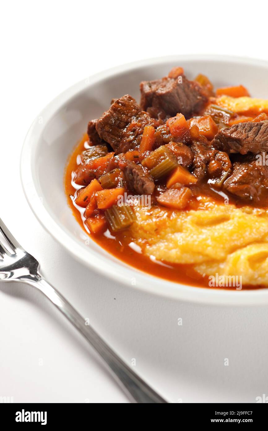 Beef goulash with polenta hi-res stock photography and images - Alamy