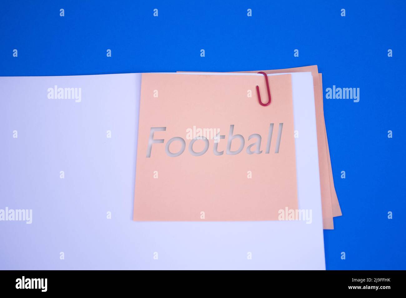 Football. Text on adhesive note paper. Event, celebration reminder ...