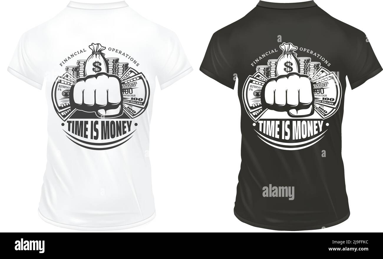 Vintage cash prints template with lettering hand holding dollar ...