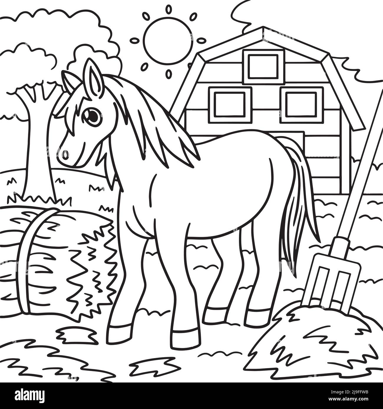 Horse Barn Coloring Page