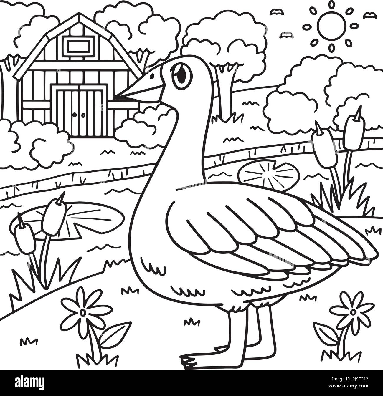 Goose Coloring Page for Kids Stock Vector Image & Art - Alamy