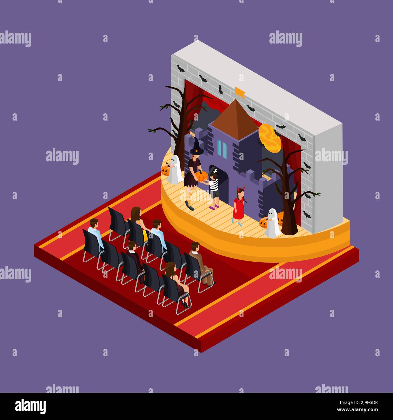 Actors on stage with ghost Stock Vector Images - Alamy