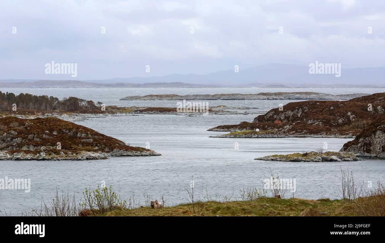 Nordic landscape at the Norwegian island Froeya located in the central ...
