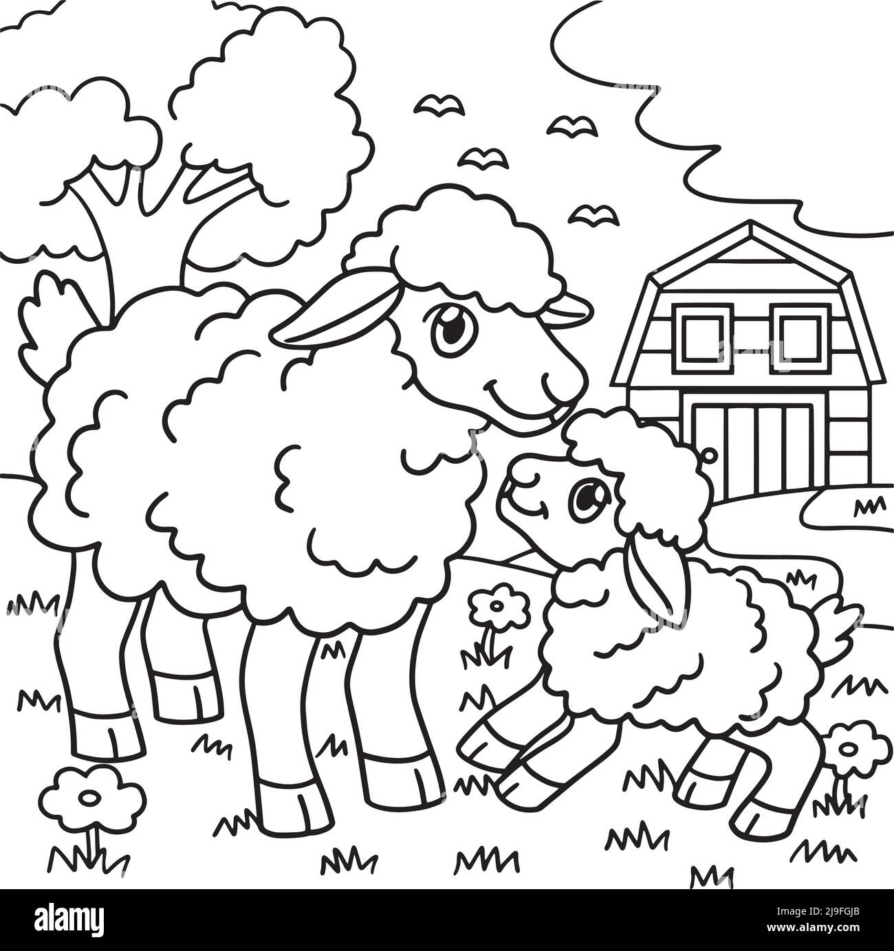 Sheep Coloring Page for Kids Stock Vector Image & Art - Alamy