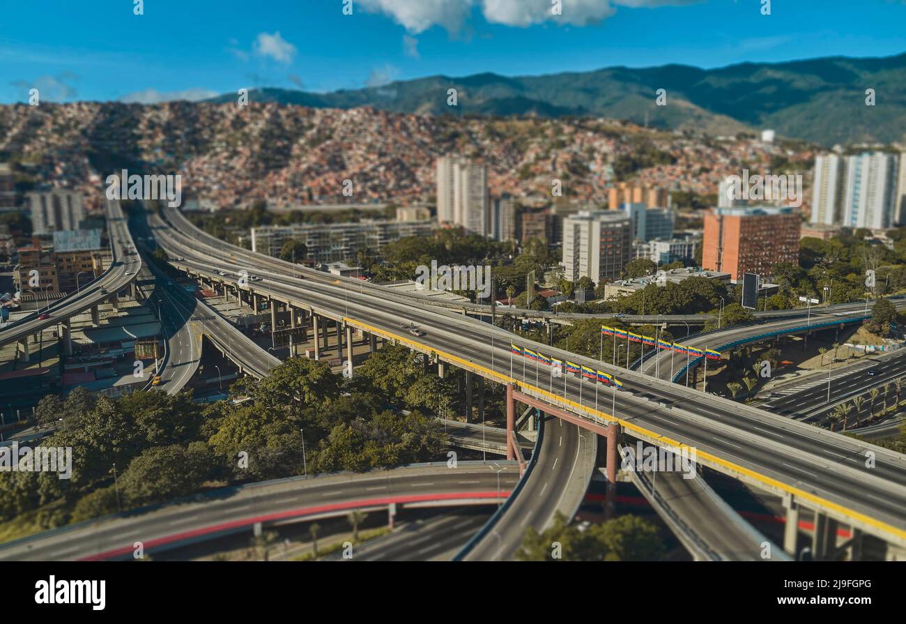 CARACAS, VENEZUELA - MAY 2022 - Aerial panoramic view of the La Arana ...