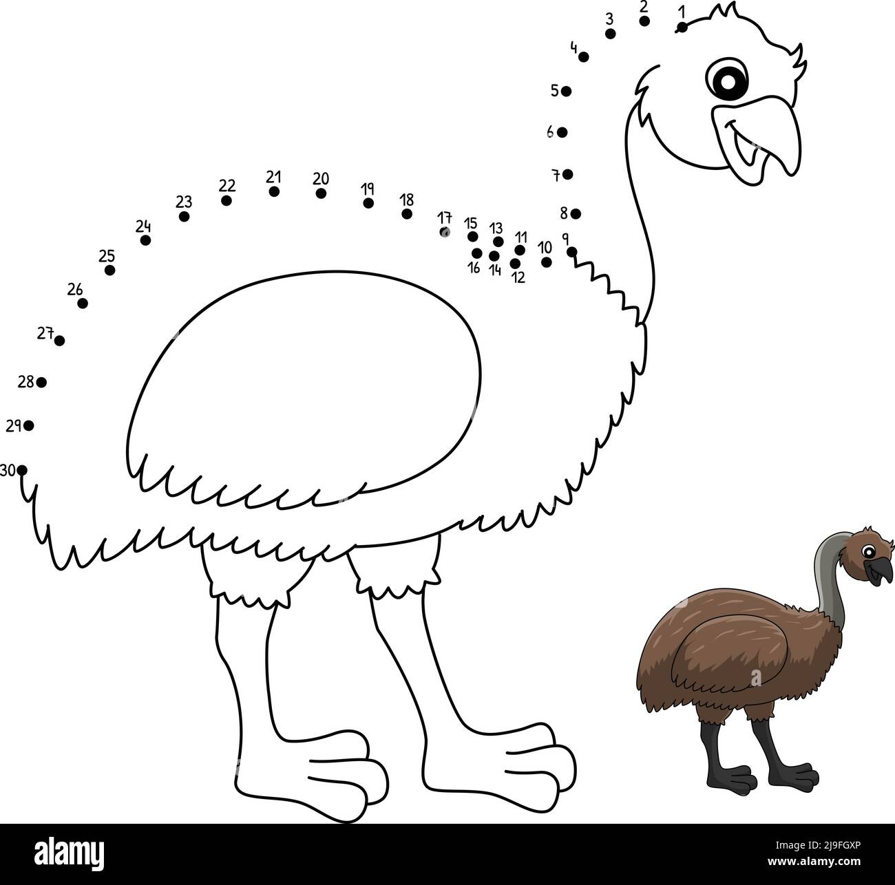 Dot to Dot Emu Animal Coloring Page for Kids Stock Vector Image & Art ...