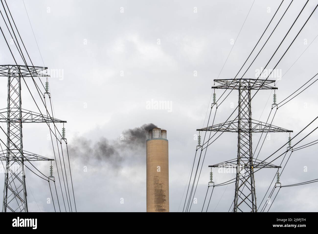 The chimney stack of a biomass power station in Lynemouth ...