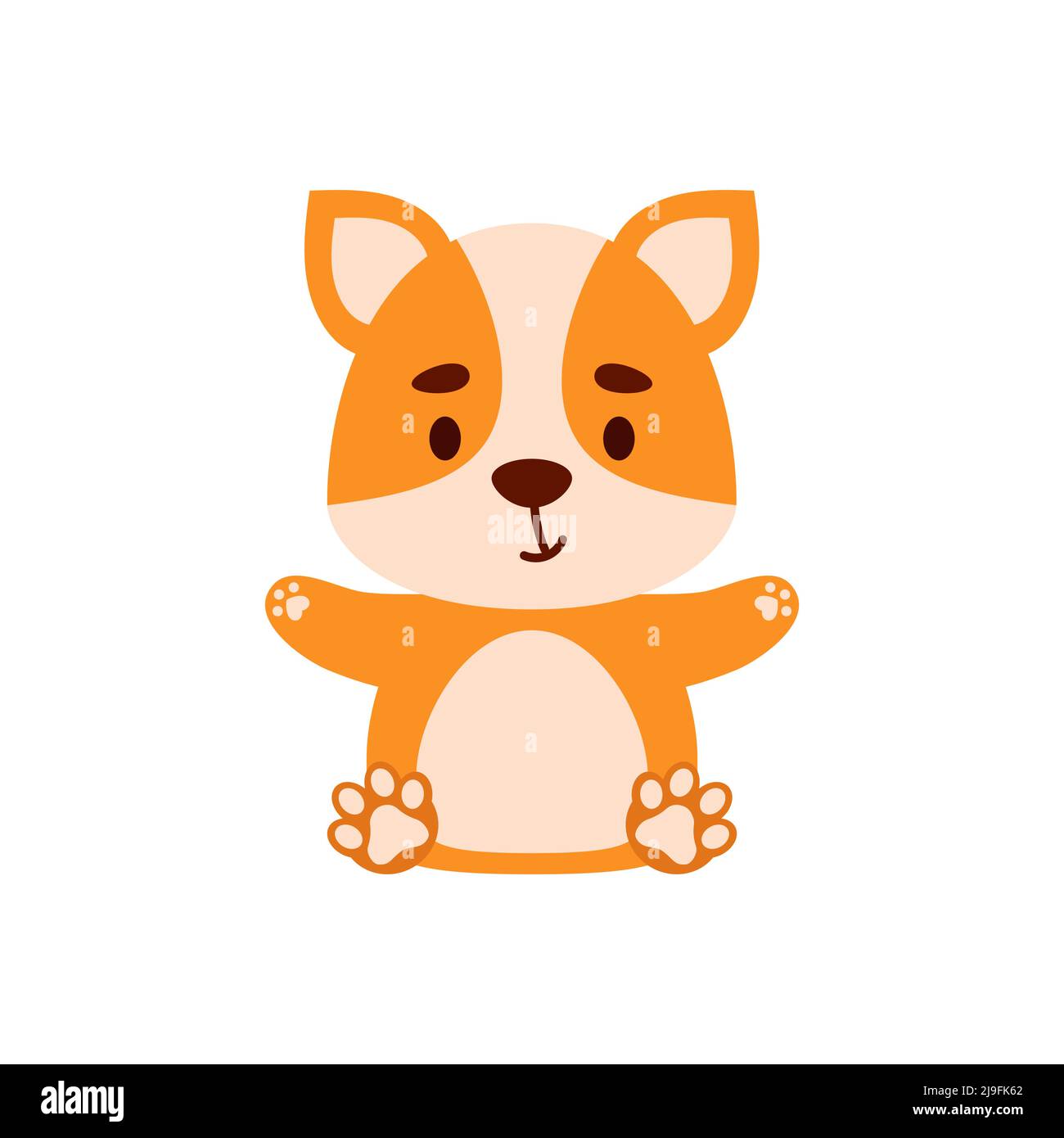 Cute little sitting dog. Cartoon animal character design for kids t ...