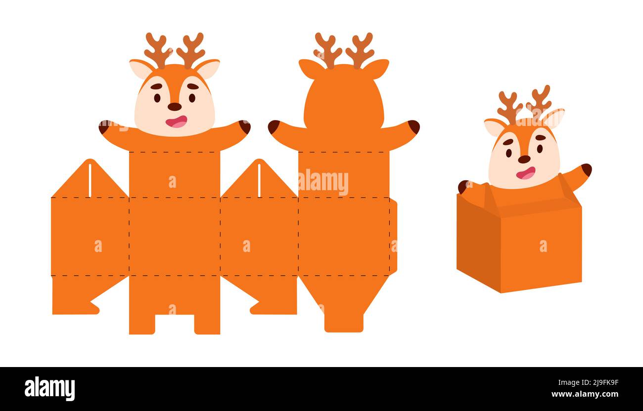 Simple packaging favor box deer design for sweets, candies, small ...