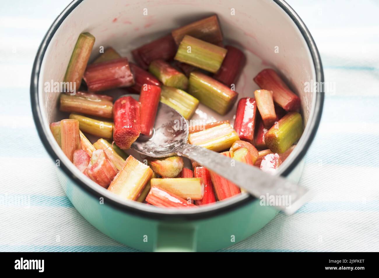 Rhubarb cut in the pot Stock Photo - Alamy